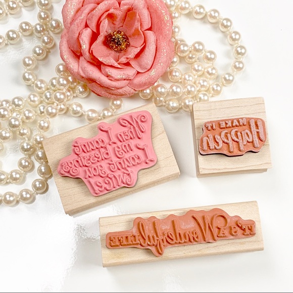 Office | 3pcs Inspiring Quote Wood Rubber Stamp | Poshmark